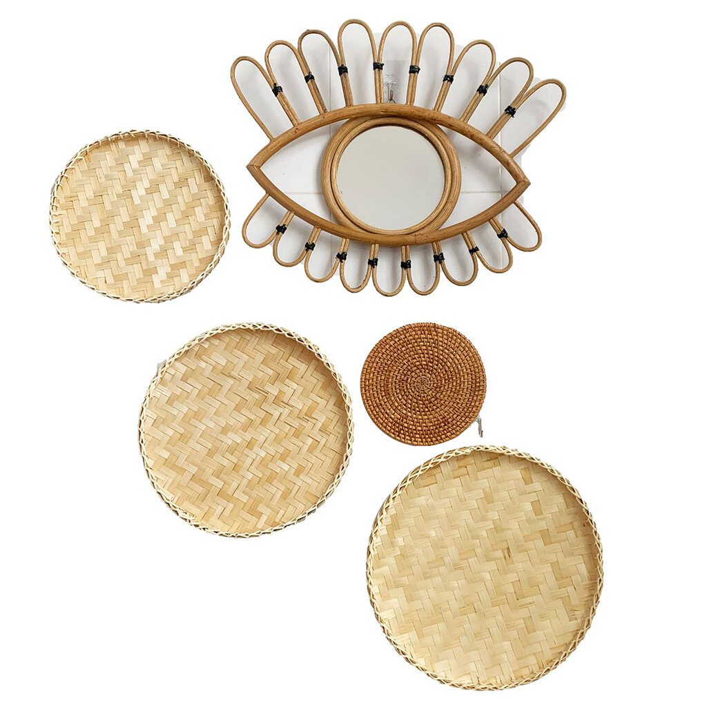 6шт Африканский Стиль Бохо Ручной Работы Настенная Плетеная Корзина Из Морских Водорослей Чаши Декор