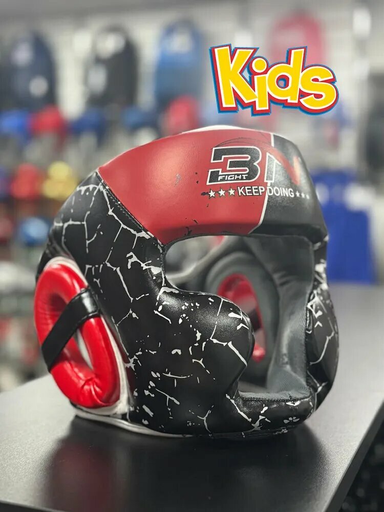 Шлем для бокса детский BN fight черно-красный