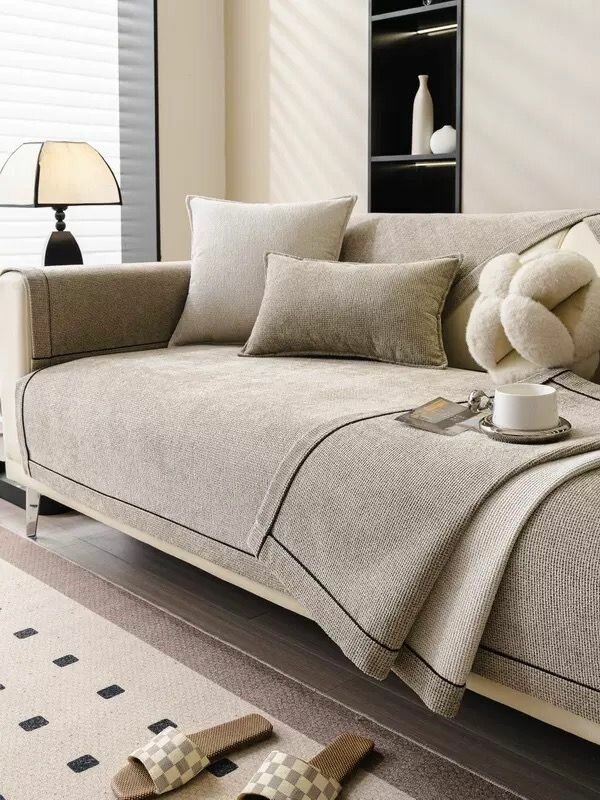 Дивандек накидка 120х160 см покрывало на диван кресло (120х160 /Светлый кофейный цвет)