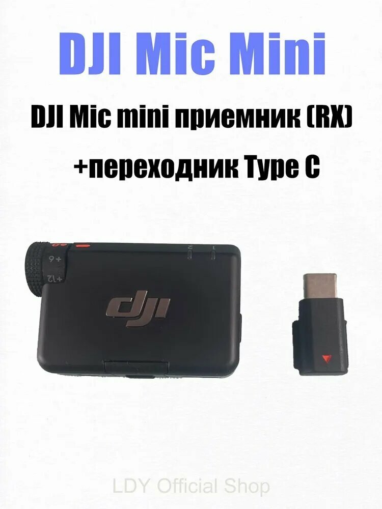 Аксессуар для микрофона универсальный DJI Mic mini приемник (RX) + переходник Type C (подходит для телефонов Android, Apple 15 и 16), черный
