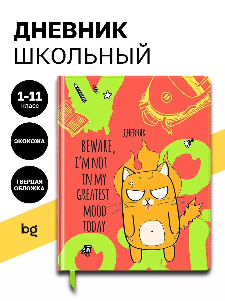 Дневник BG "Mood Today", A5, твердая обложка из искусственной кожи, ляссе, 48 л