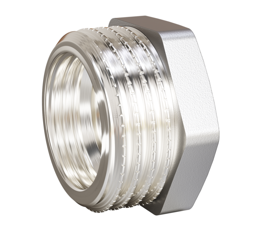 Футорка DN20х15 (3/4"НР х 1/2" ВР) латунь никелированная, с накидной гайкой