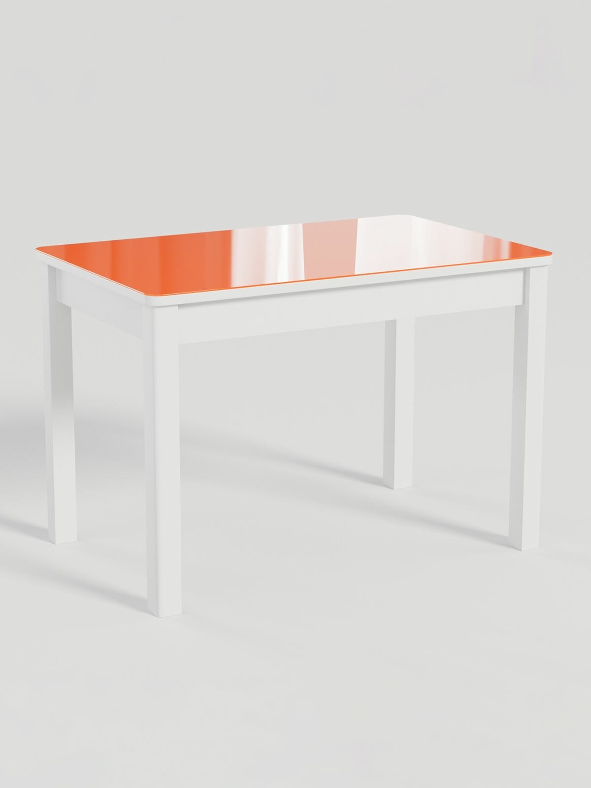 Стол кухонный обеденный Айсберг 04 СТ ЛДСП: Белое - Стекло оранжевое