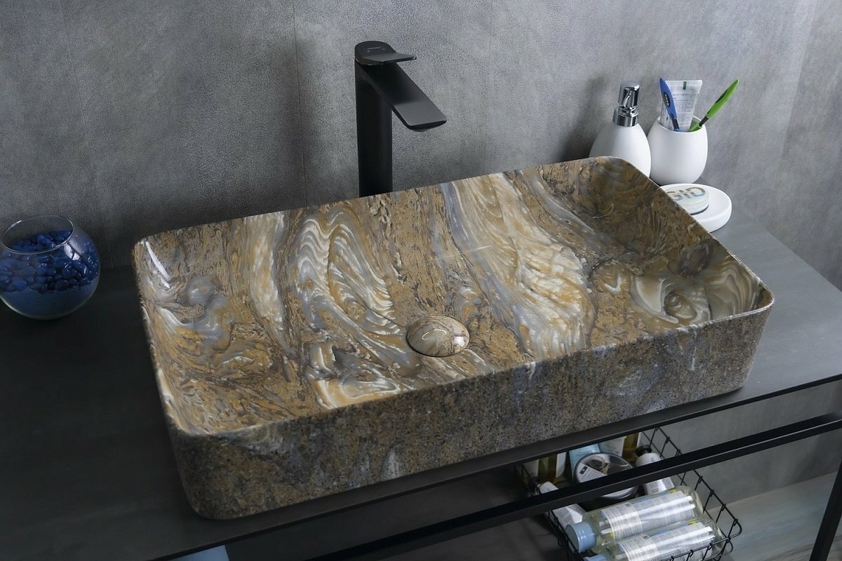 Раковина накладная Gid Geometrico 60 Mnc396T 54475 коричневый мрамор