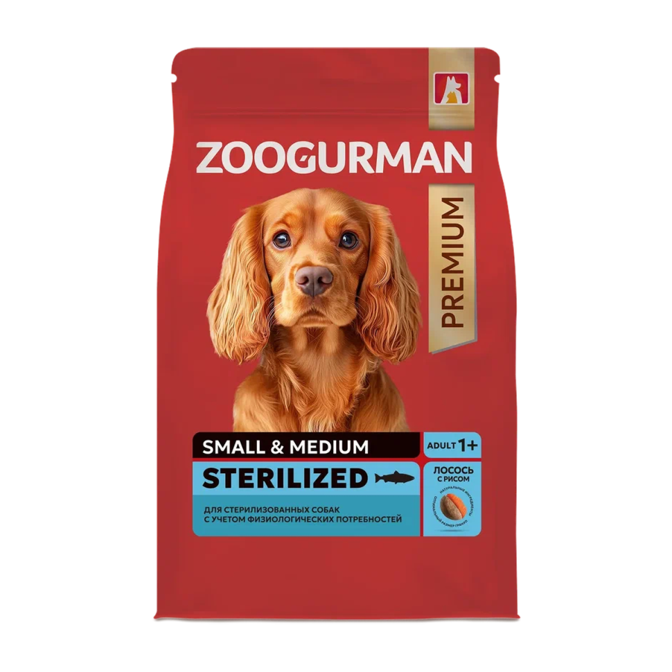 Зоогурман Red сухой корм для взрослых стерилизованных собак мелких и средних пород с лососем и рисом - 1,2 кг