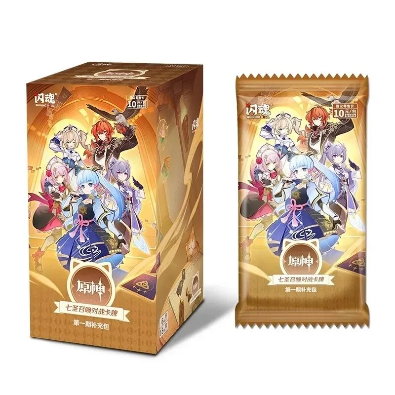 Оригинальная боевая карта Genshin Impact Stage III Genius Invokation TCG, боевая карта Hu Tao Zhongli, коллекционные карты аниме, детская игрушка в подарок, 1D-18packsperbox