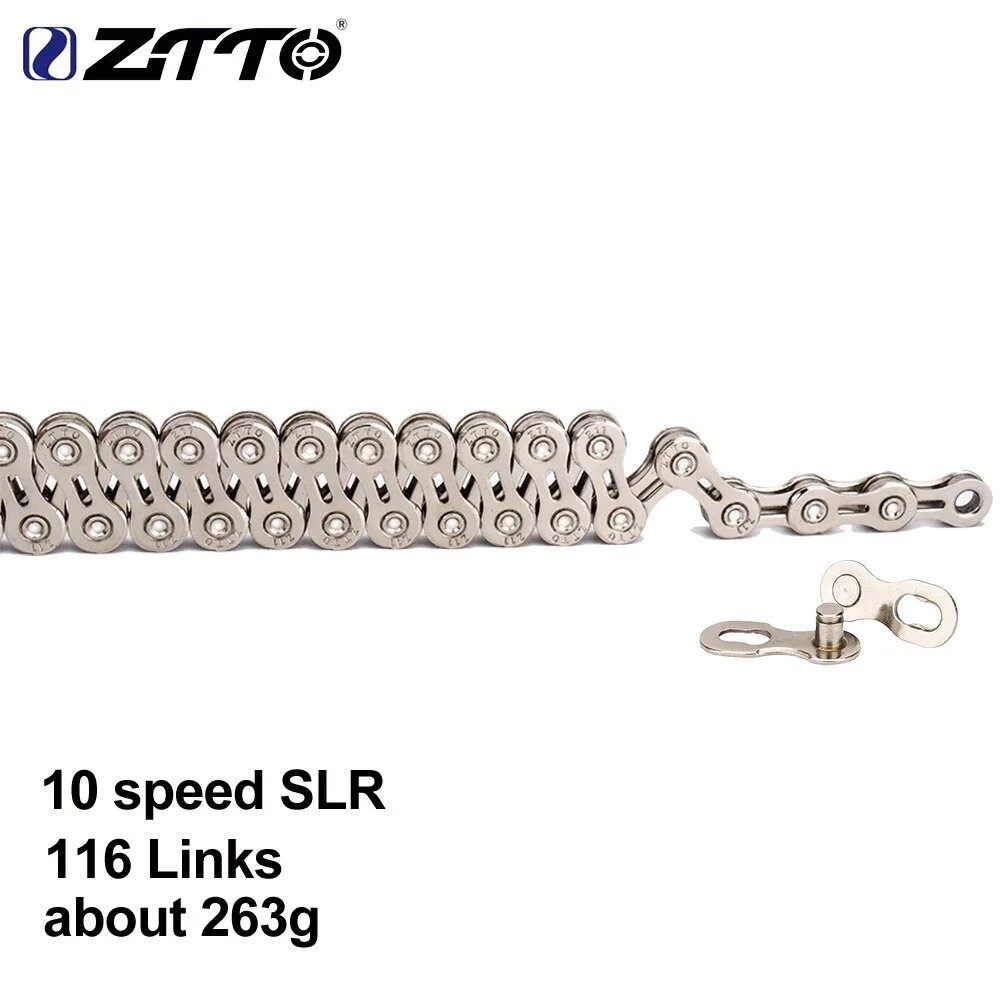 ZTTO Велосипедная цепь стальная серебристая 1/6/7/8/9/10/11/12 скоростей 10s Silver SLR