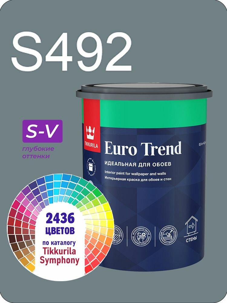 Краска для обоев Tikkurila Euro Trend 0,9л. глубокие оттенки S492