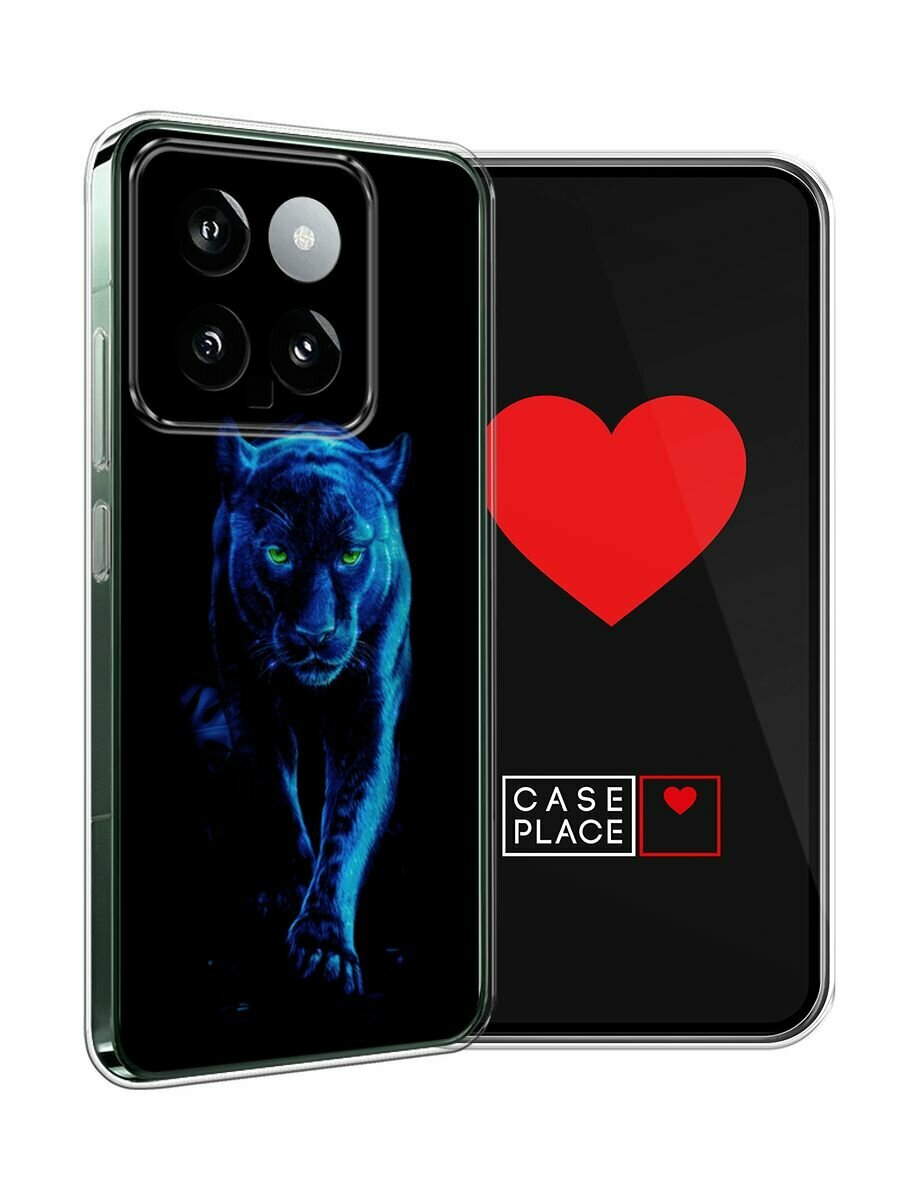 Чехол на Xiaomi 14 / Сяоми 14 с принтом "Пантера в лунном свете" — фото 1