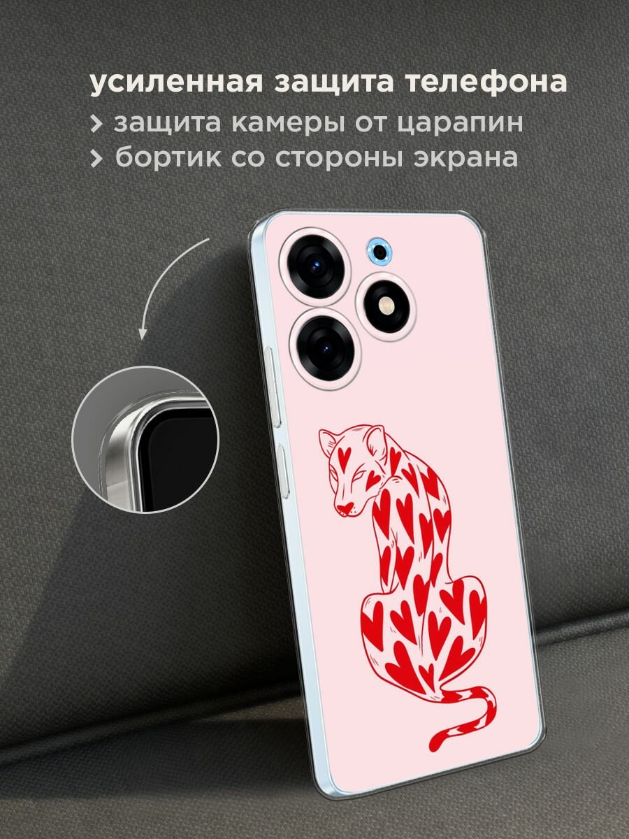 Чехол на Tecno Spark 10 Pro / Текно Спарк 10 Про с принтом "Heart panther 1 - 14 февраля" — фото 1