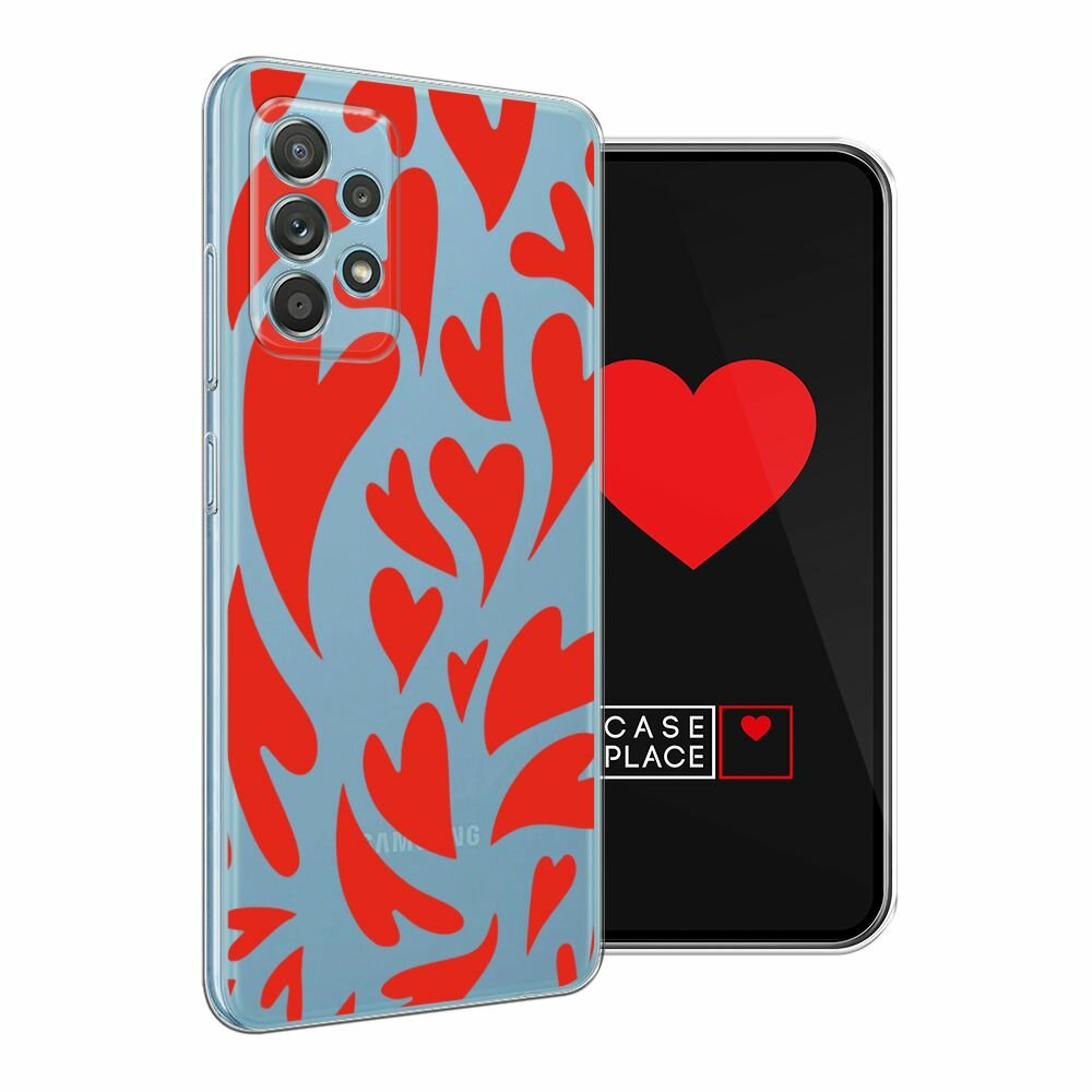 Чехол на Samsung Galaxy A33 5G / Самсунг Галакси А33 5G с принтом "Crazy hearts 2 - 14 февраля", прозрачный — фото 1