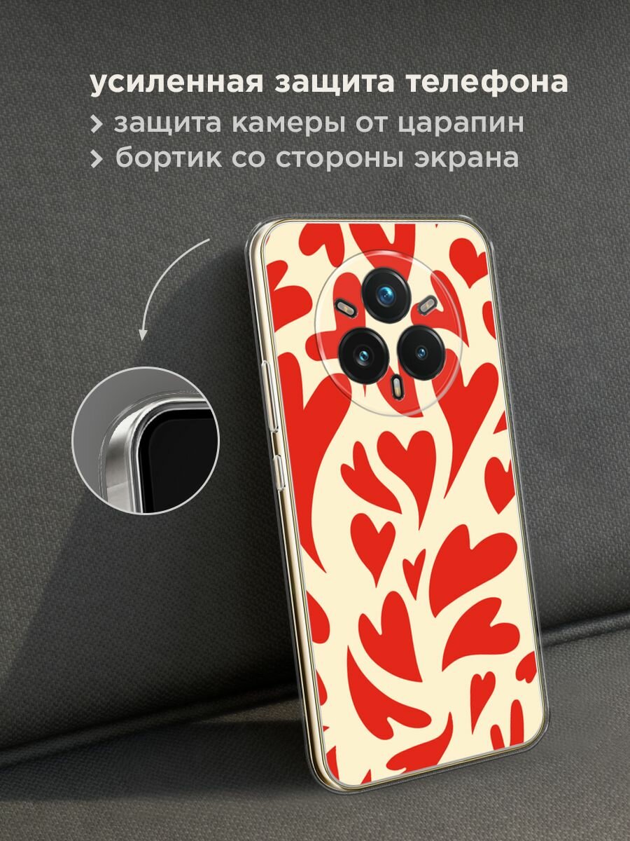 Чехол на Realme 14 Pro+ / Реалми 14 Про+ с принтом "Crazy hearts 1 - 14 февраля" — фото 1