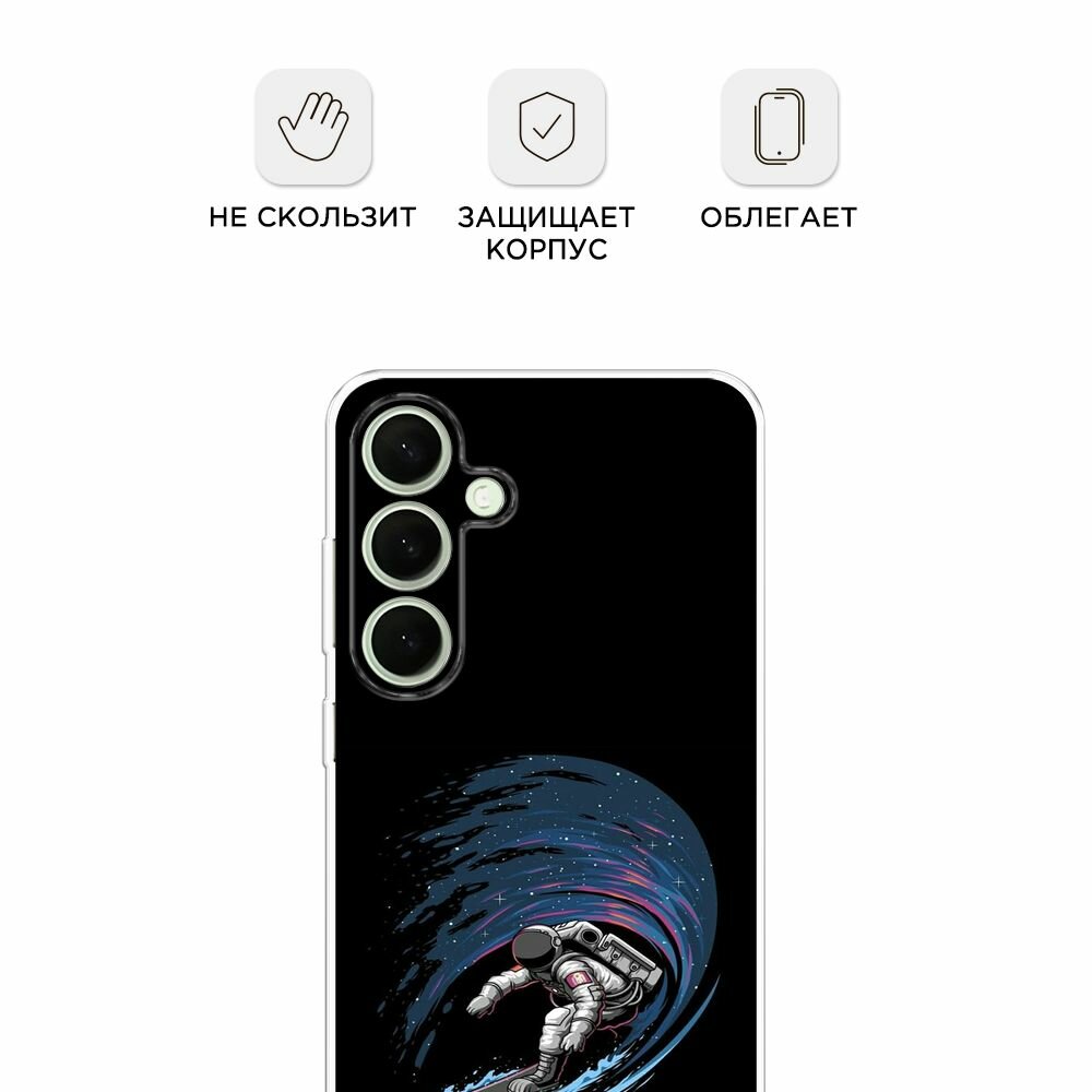 Чехол на Samsung Galaxy S25 Plus / Самсунг S25 Плюс с принтом "Космонавт на серфе" — фото 1
