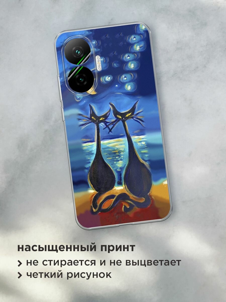 Силиконовый чехол на Poco F7 / Поко F7 с принтом "Влюбленные котики 7" — фото 1