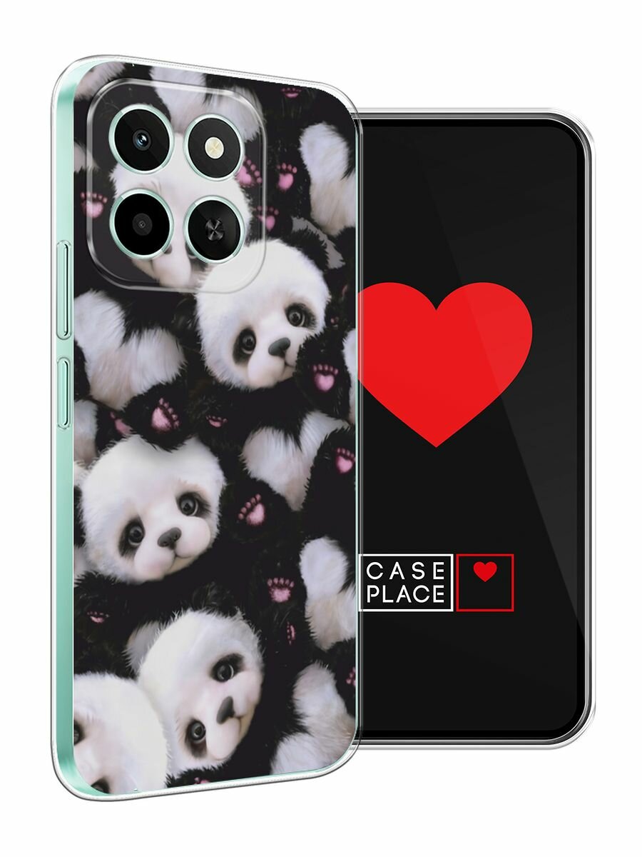 Силиконовый чехол на Honor X6c / Хонор X6c с принтом "Море панд" — фото 1