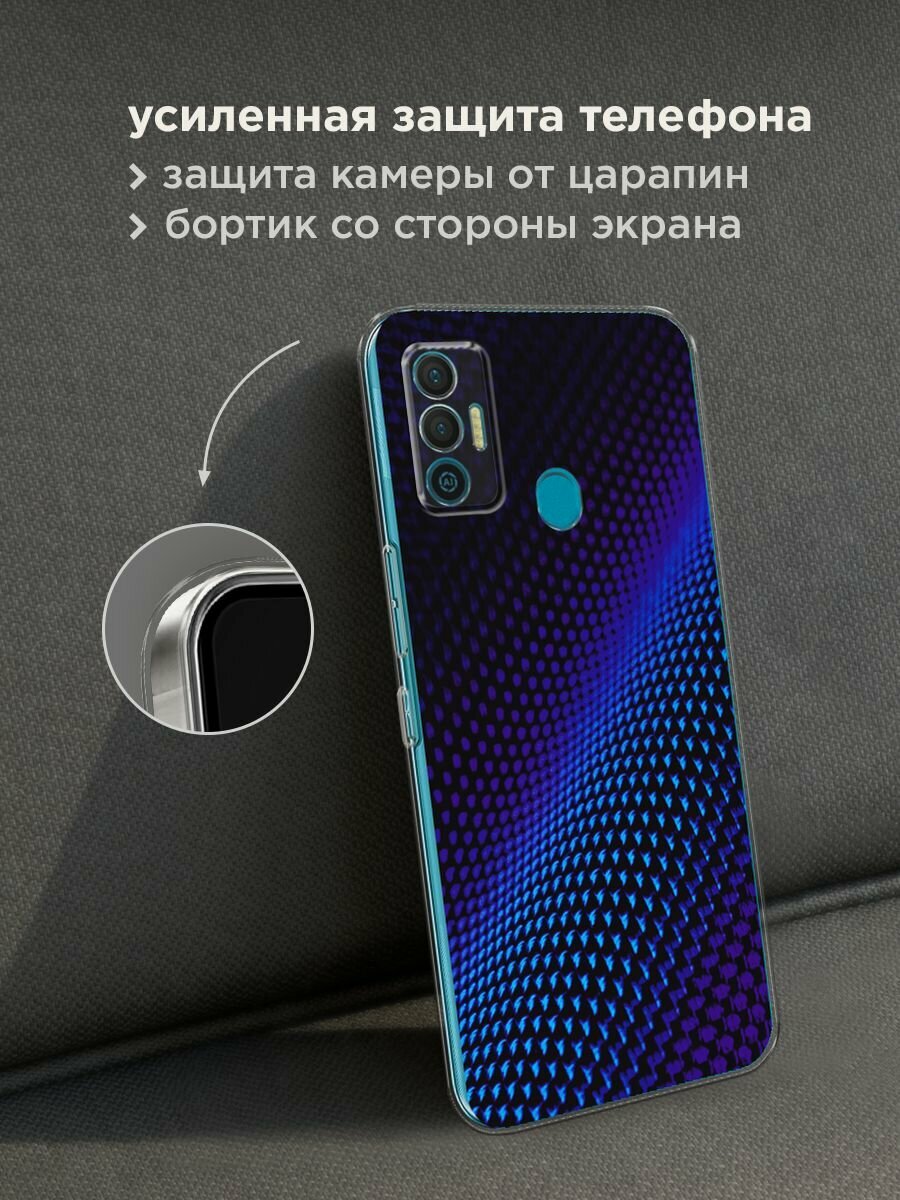 Чехол на Tecno Spark 7 / Техно Спарк 7 с принтом "Синий карбон" — фото 1