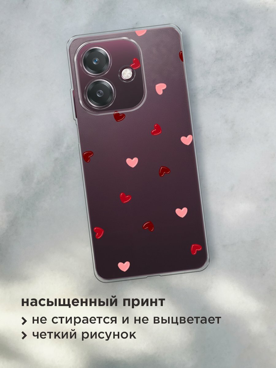 Чехол на Oppo A3/A3x / Оппо А3/A3x с принтом "Бордовые сердечки 2" — фото 1