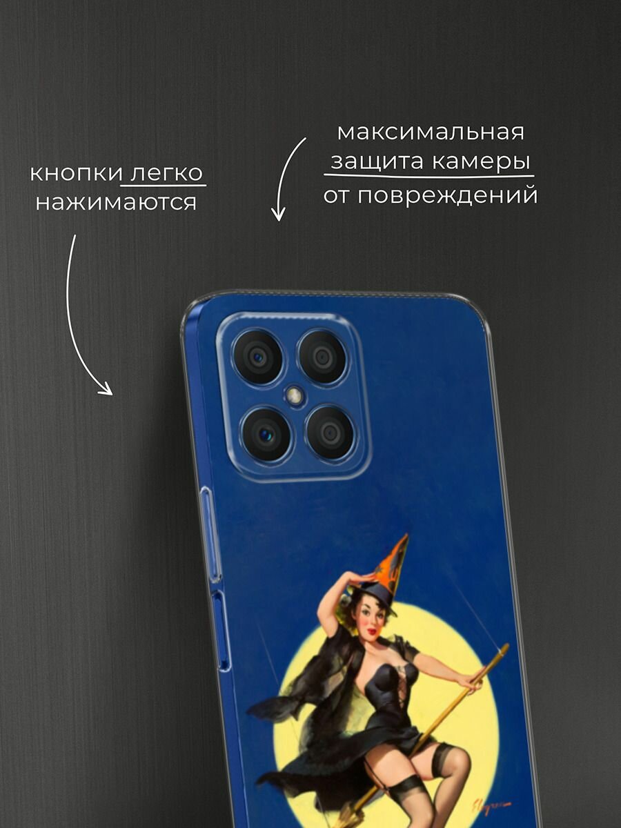 Силиконовый чехол на Honor X8 / Хуавей X8 с принтом "Pin-Up Witch" — фото 1