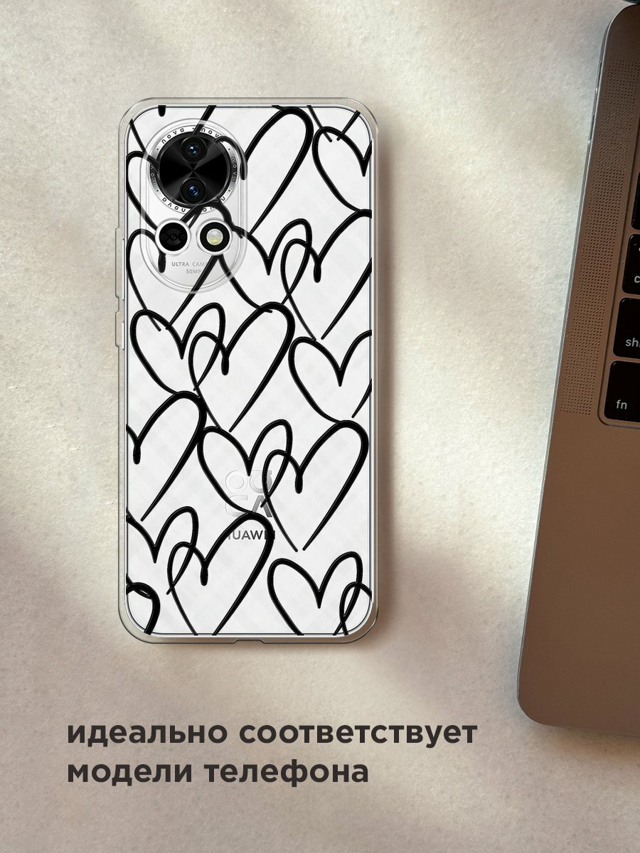 Чехол на - / - с принтом "Hearts doodle black 1" — фото 1