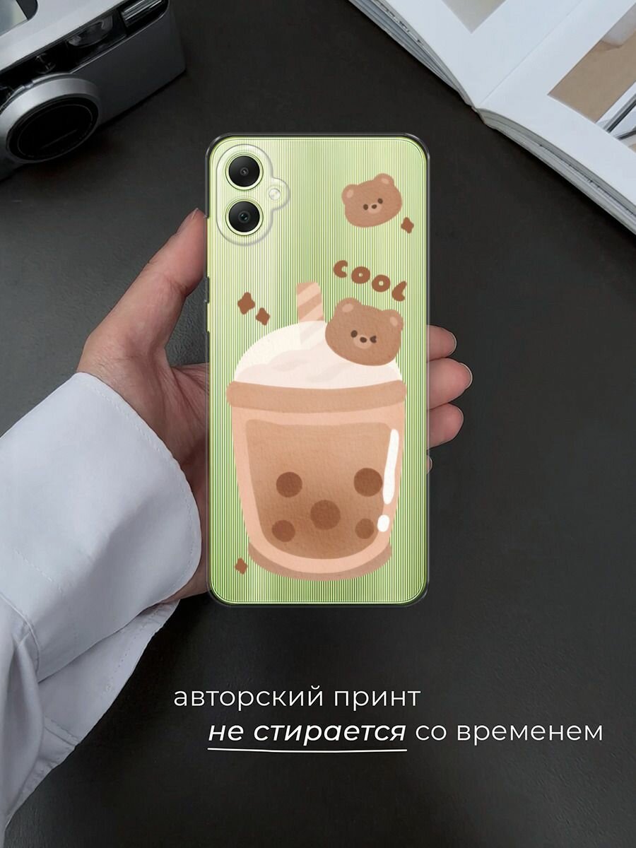 Чехол на Samsung Galaxy A05 / Самсунг Галакси A05 с принтом "Кофе 2", прозрачный — фото 1