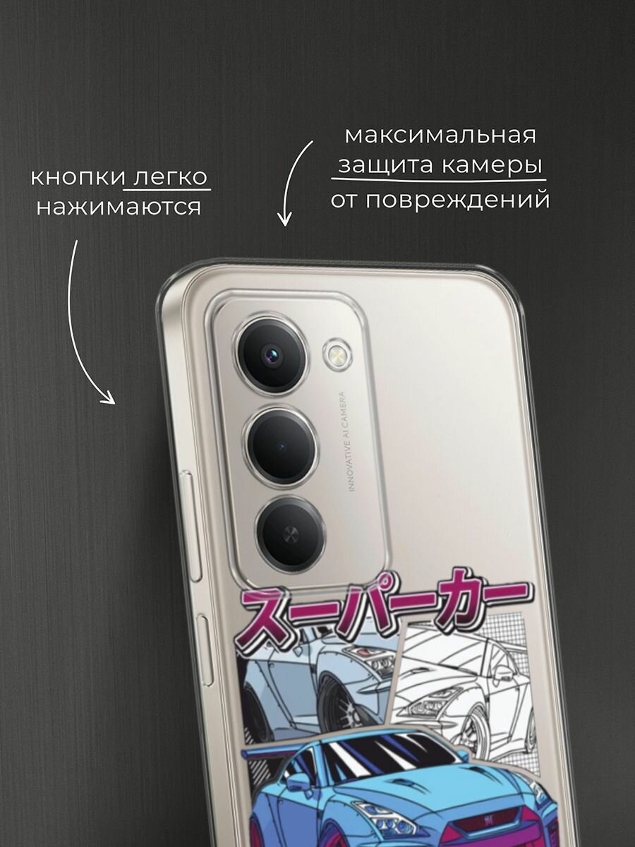 Чехол на Xiaomi Redmi 15 / Сяоми Редми 15 с принтом "JDM коллаж", прозрачный — фото 1