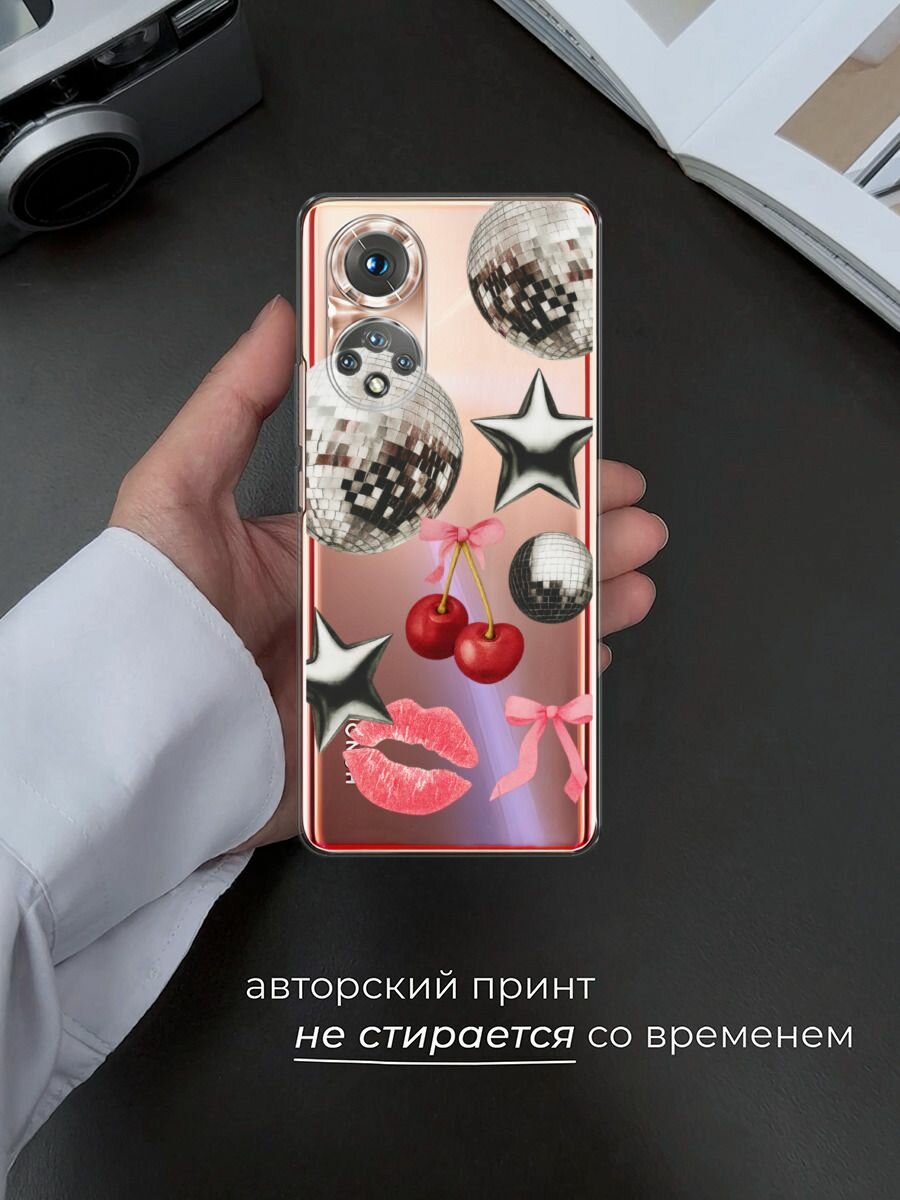 Чехол на Honor 50/Huawei Nova 9 / Хонор 50/Хуавей Нова 9 с принтом "Стильная подборка", прозрачный — фото 1