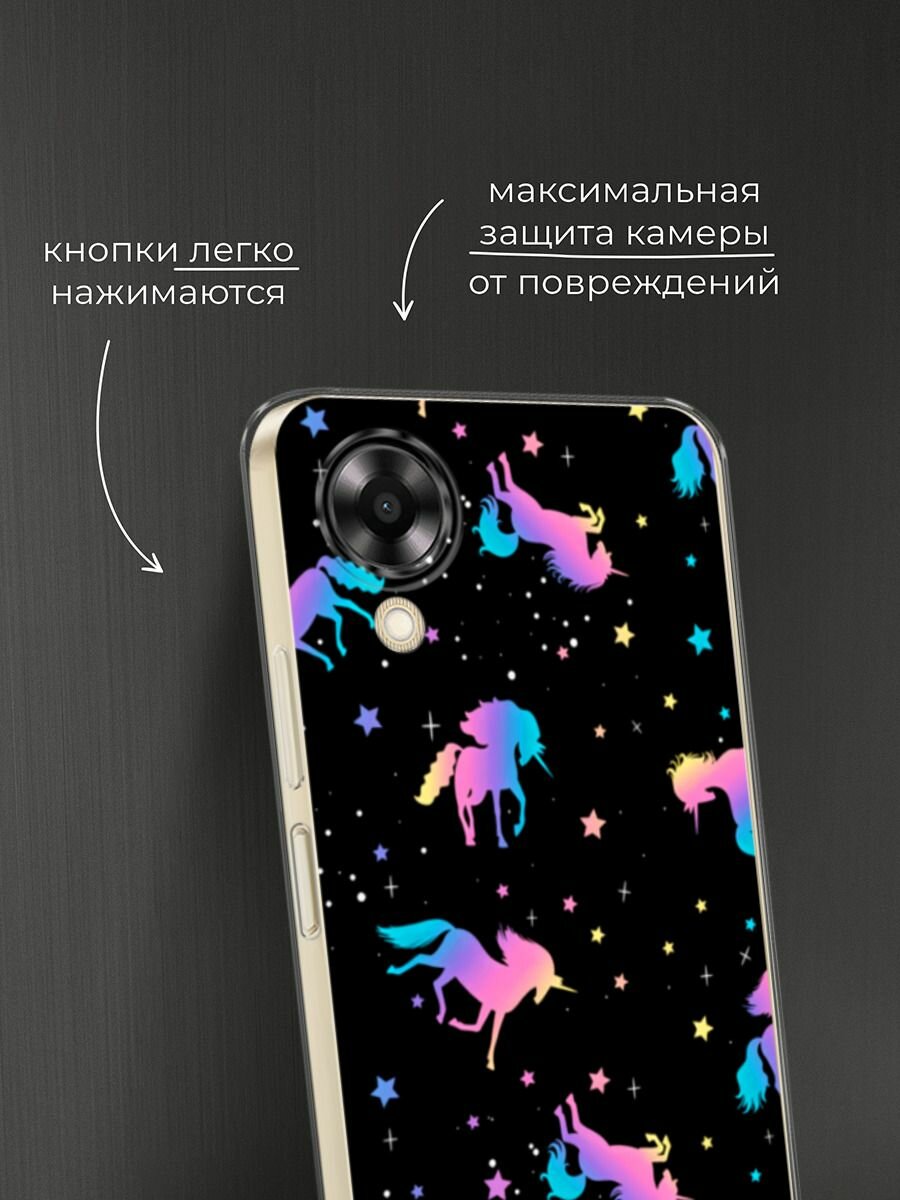 Чехол на Oppo A17K / Оппо A17K с принтом "Единороги градиент" — фото 1