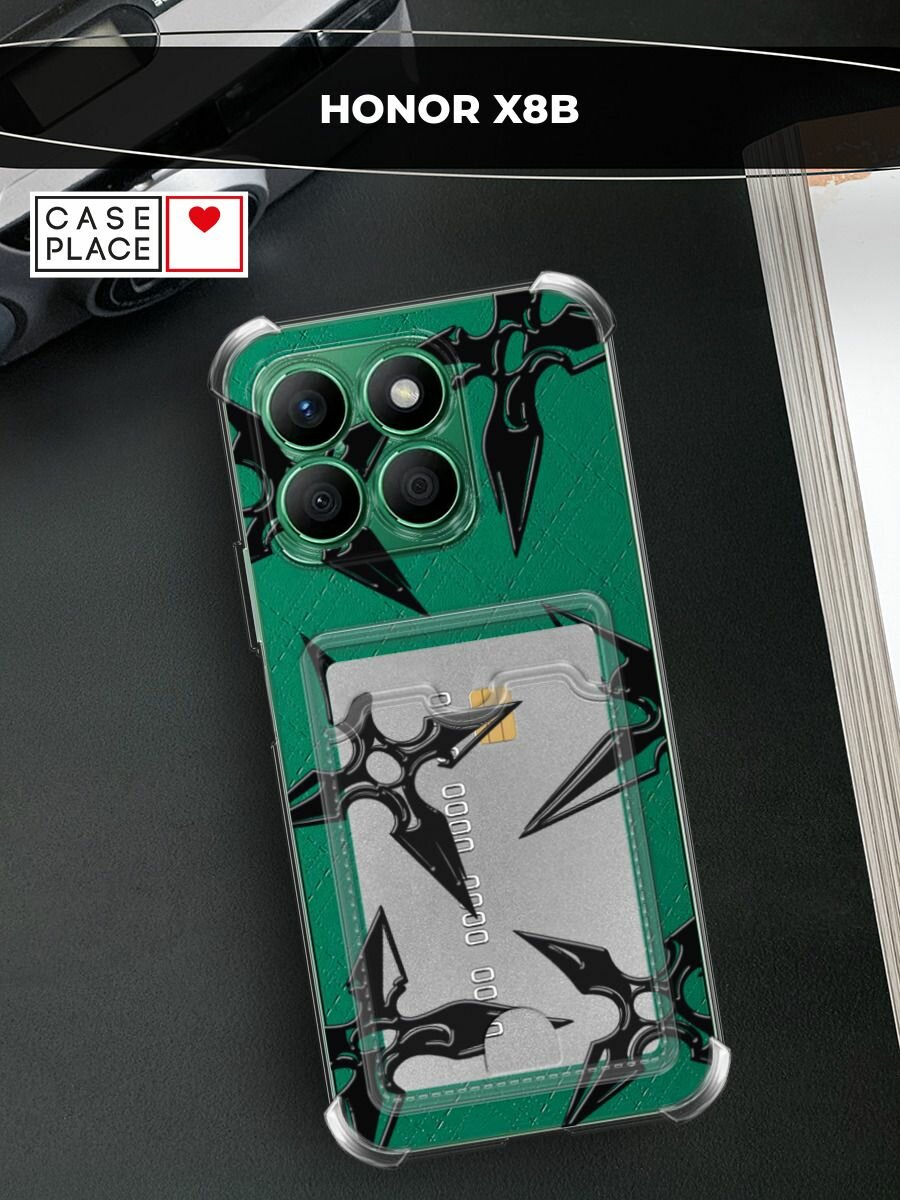 Чехол на Honor X8b (Хонор X8B) с картой и принтом "Сюрикены"