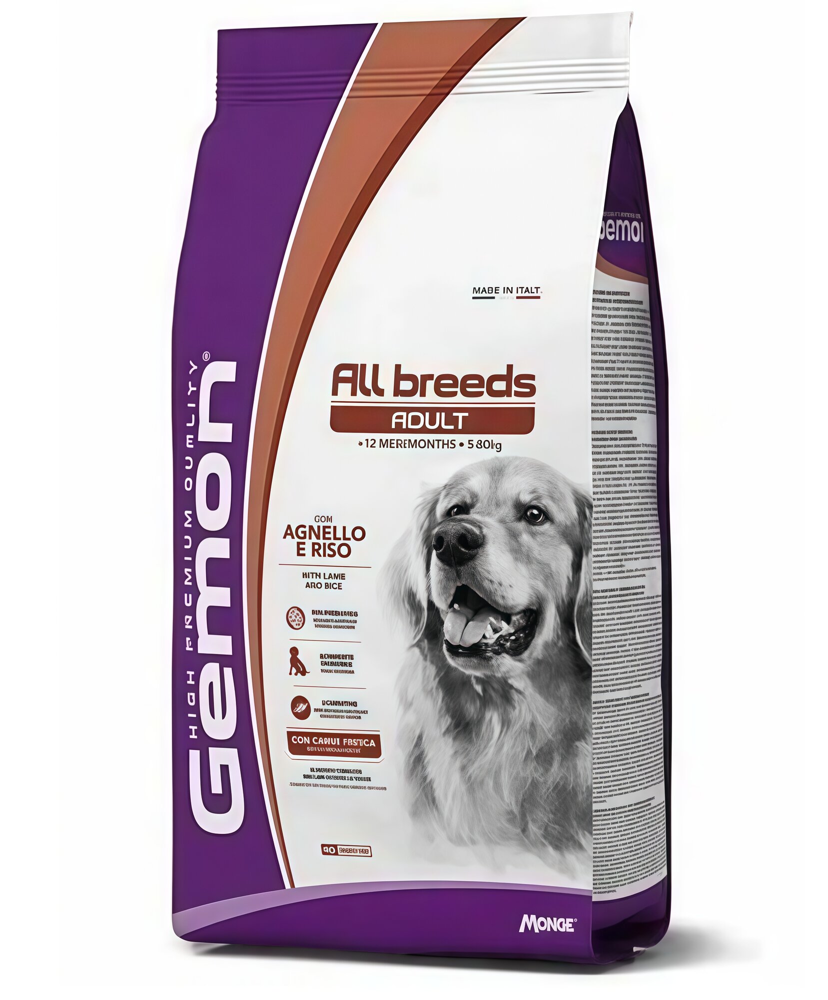 Сухой корм Gemon для взрослых собак всех пород с ягненком и рисом 3 кг