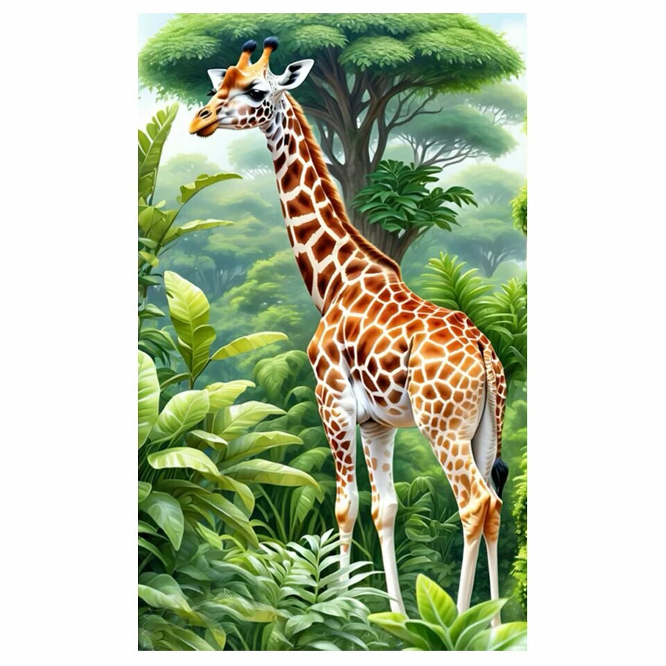 Алмазная живопись Жираф Круглый Бриллианты 35x50cm square