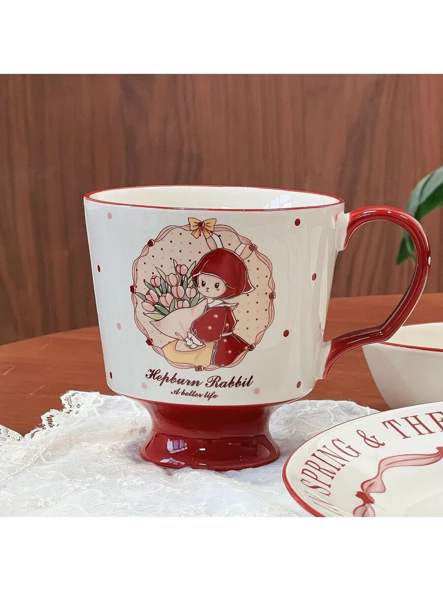 Кружка Кролик с тюльпанами