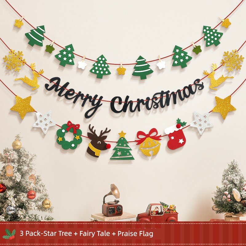 Рождественские флаги, гирлянды, декорации для сцены, подвесные флаги, подвесные украшения, атмосферные миниатюрные