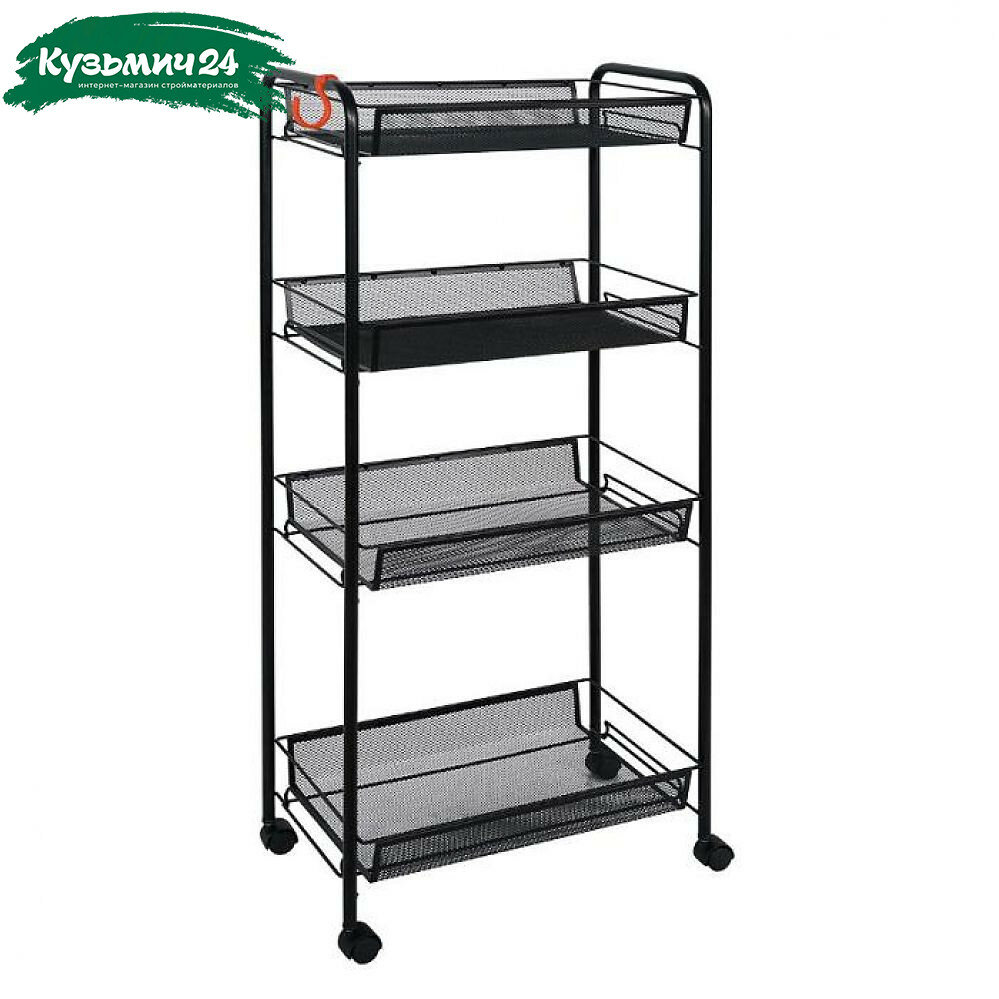 Этажерка на колесах ЗМИ Ладья 24К 4 корзины 44x25x100 см черная