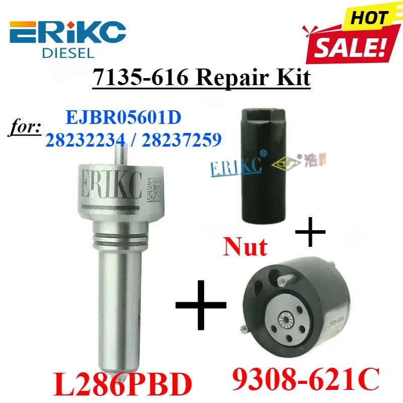 EJBR05601D 28237259 Ремкомплект дизельных форсунок 7135-616 Клапан 9308-621C Форсунка L286PRD L286PBD для Delphi Renault 28232234