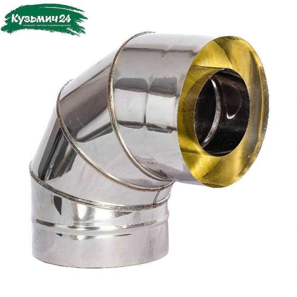 Отвод (колено) дымохода Ferrum К d 115х200 мм, угол 90 гр, сталь 0.8 мм, сэндвич-конструкция, 1 шт.