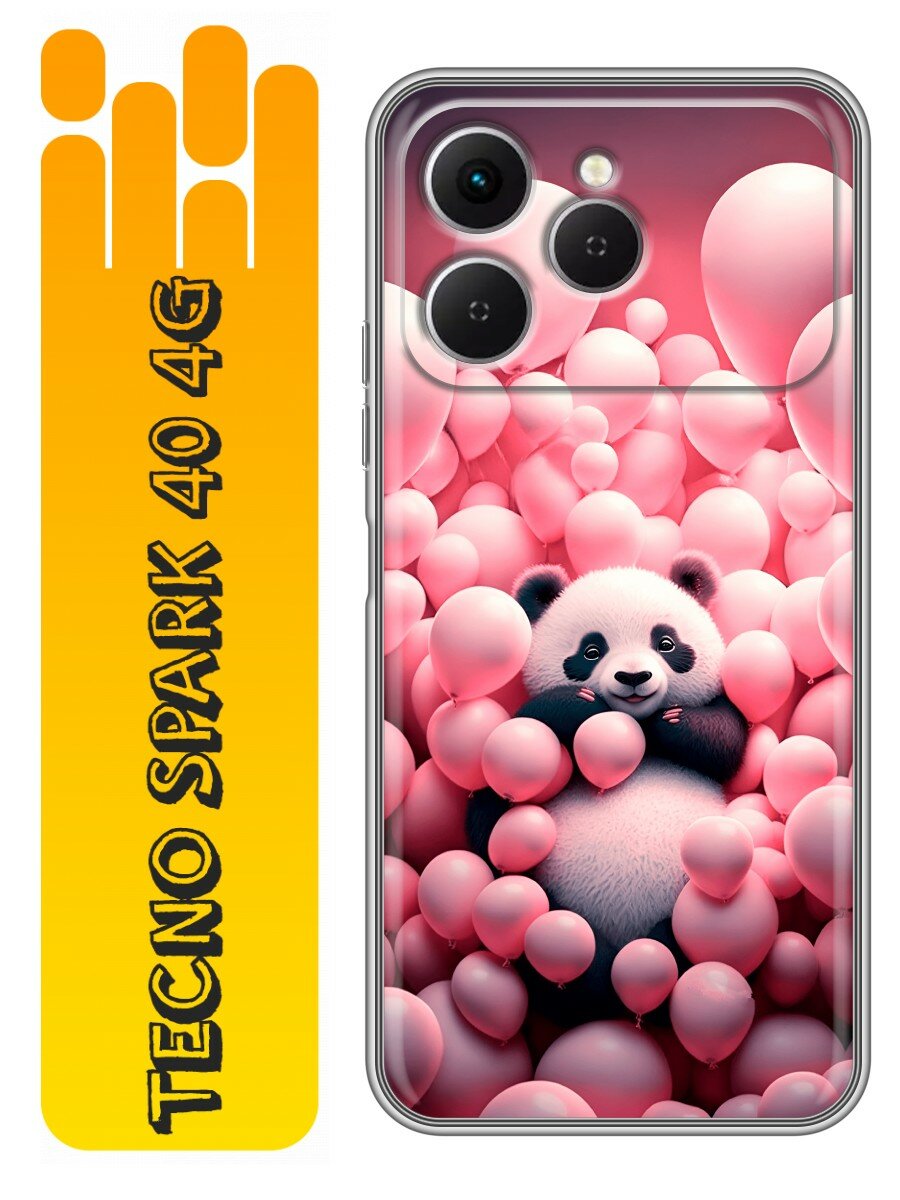 Чехол для Tecno Spark 40 с принтом Панда для девочек (Текно Спарк 40)