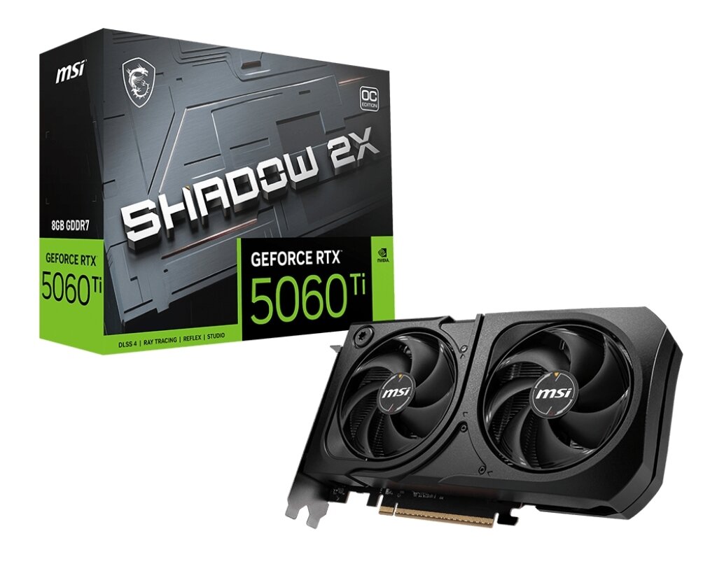 Видеокарта MSI PCIE16 RTX5060TI 8Gb RTX 5060 Ti 8G SHADOW 2X OC PLUS