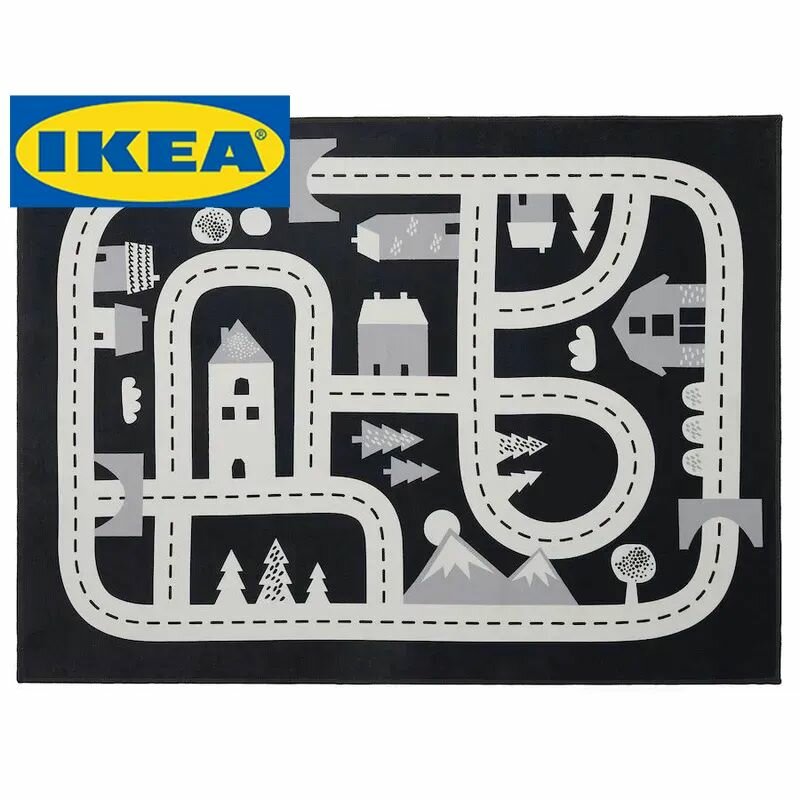 Ковер детский IKEA MARKKRYPARE, темно-серый, 74х100 см (Финляндия)