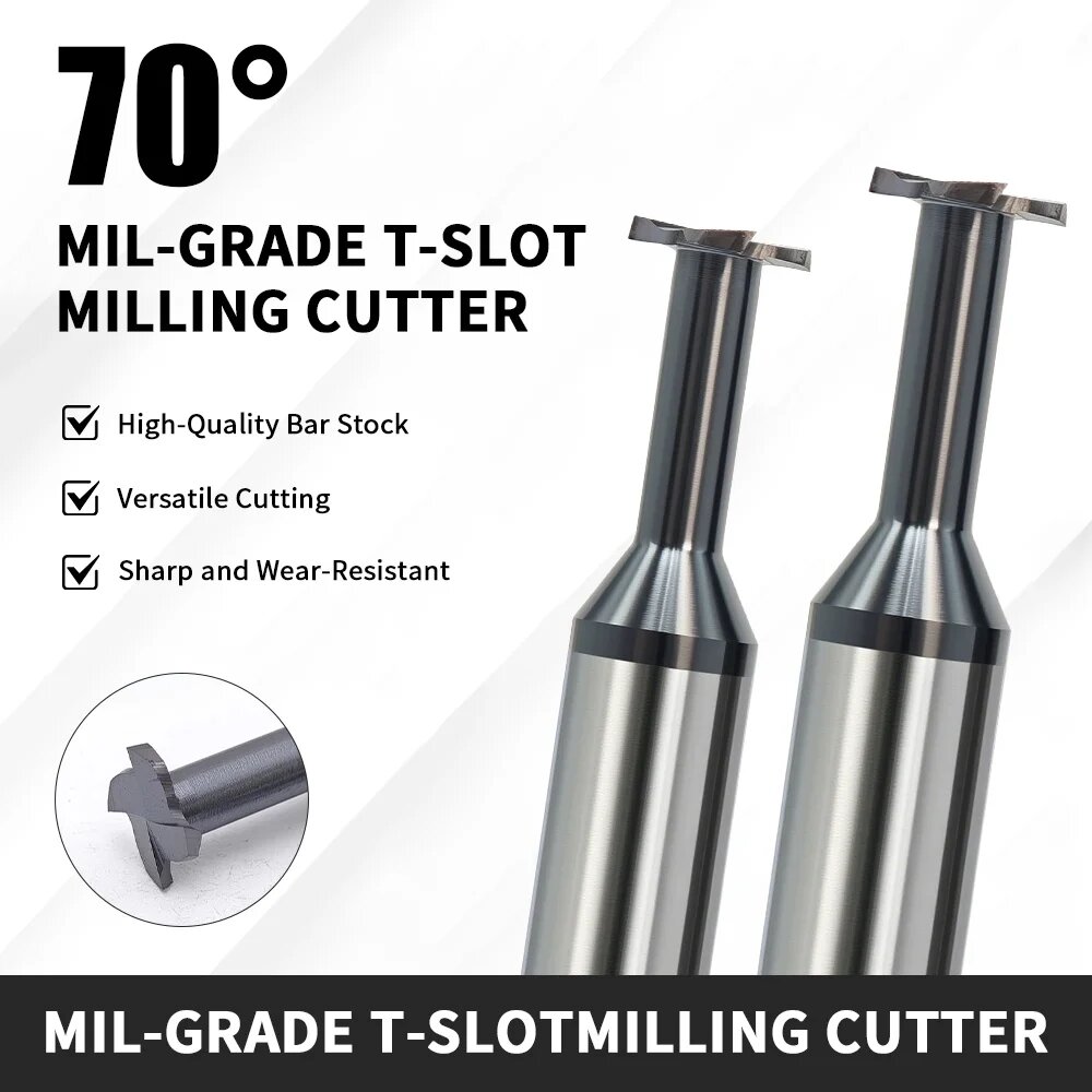 Augusttools HRC70 Т-образная фреза Концевая фреза из вольфрамовой стали 4-флейтовая твердосплавная концевая фреза Т-образного типа для режущих инструментов с ЧПУ по металлу 3x0.3Hx1.5x4xD4x50L