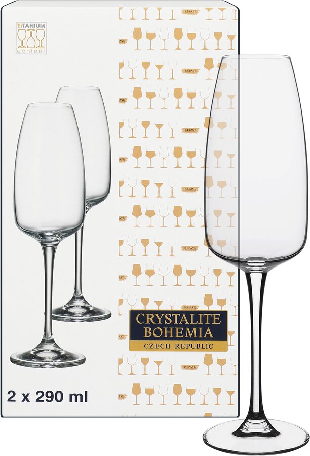 Набор бокалов для шампанского CRYSTALITE BOHEMIA Alizee 290мл Арт. 45877, 2шт