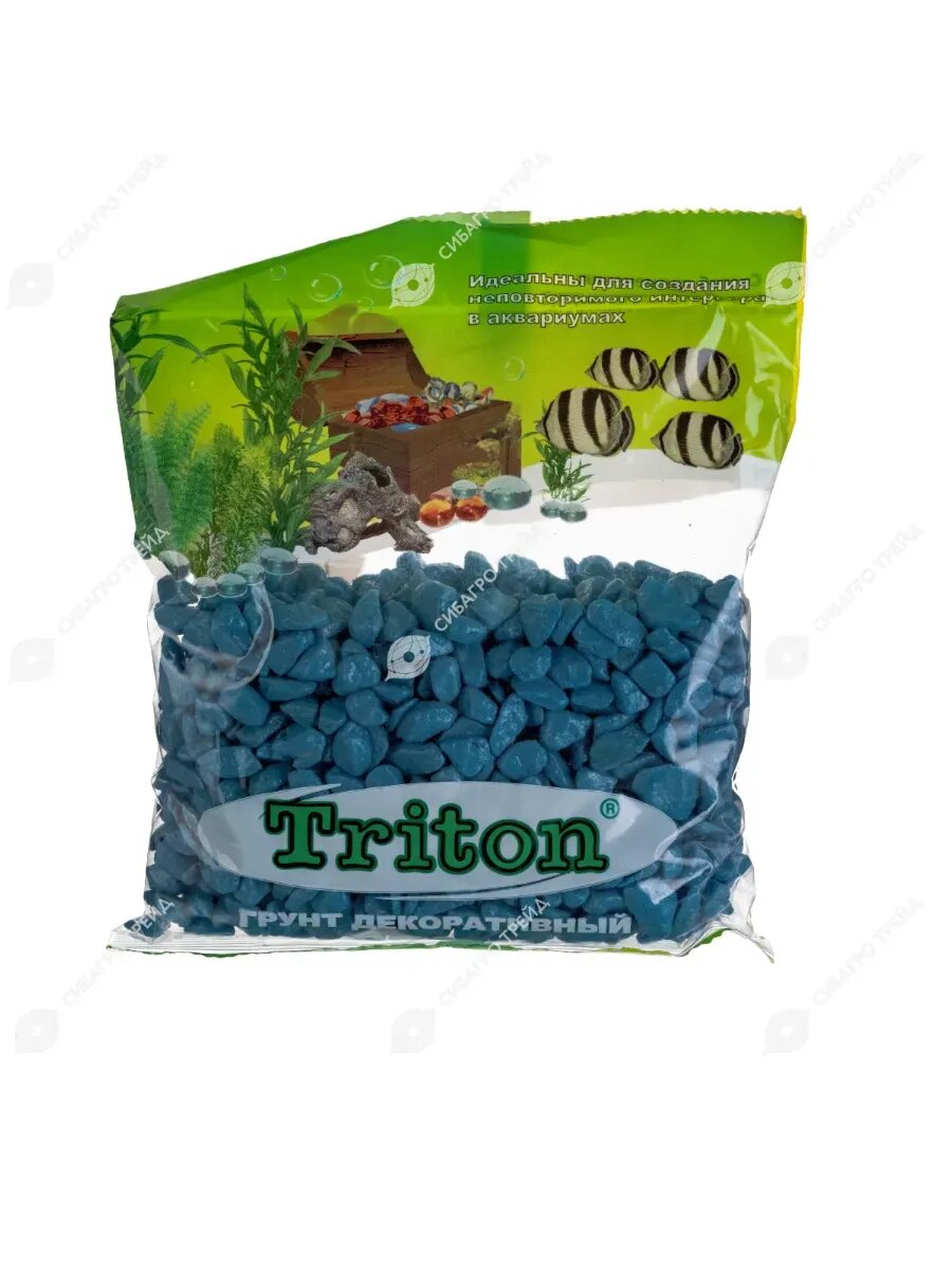 Грунт Тритон блестящий голубой крупный, 800 г.
