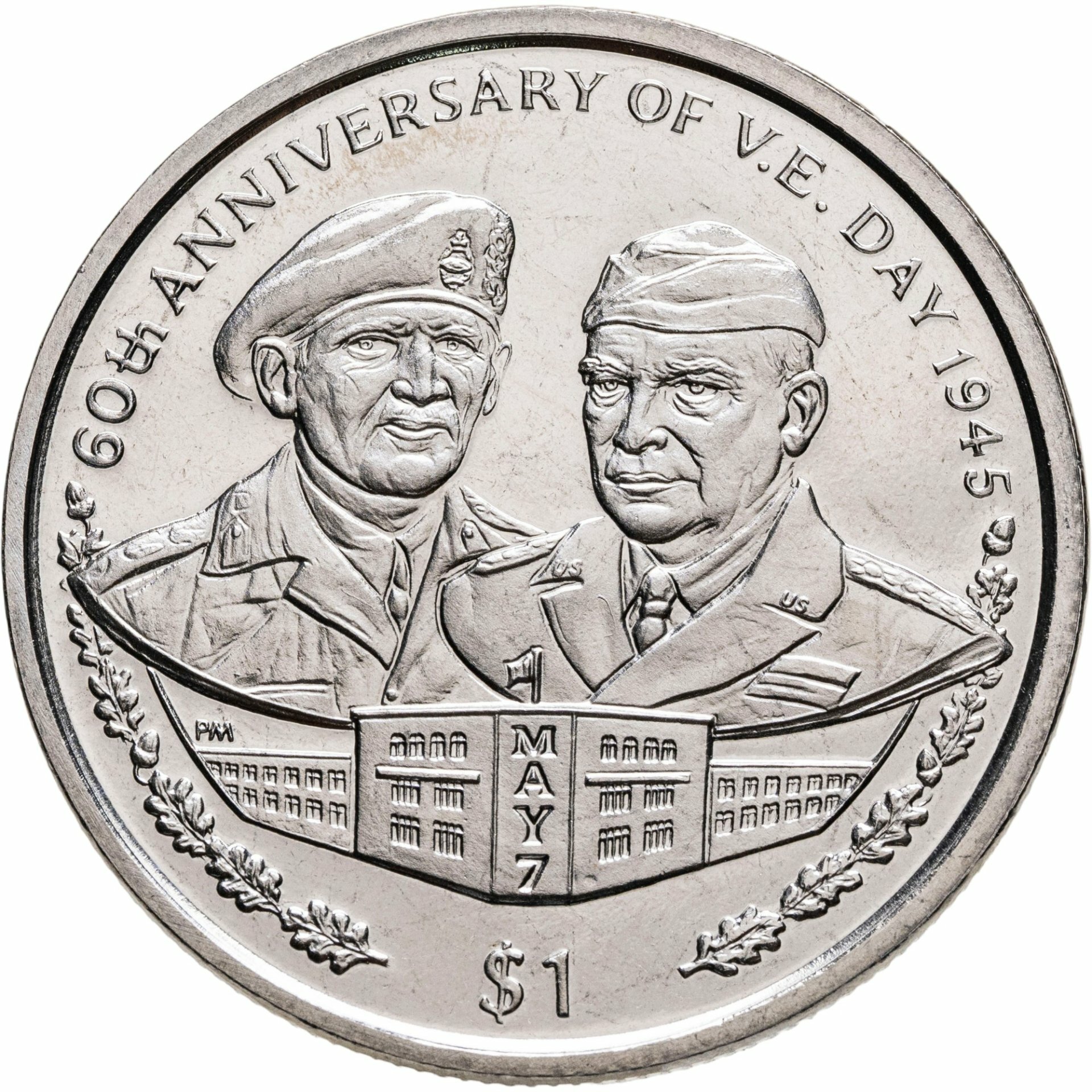 Британские Виргинские острова 1 доллар dollar 2005 "60 лет со дня Победы в Европе", Мельхиор медь-никель, в сохранности BUNC