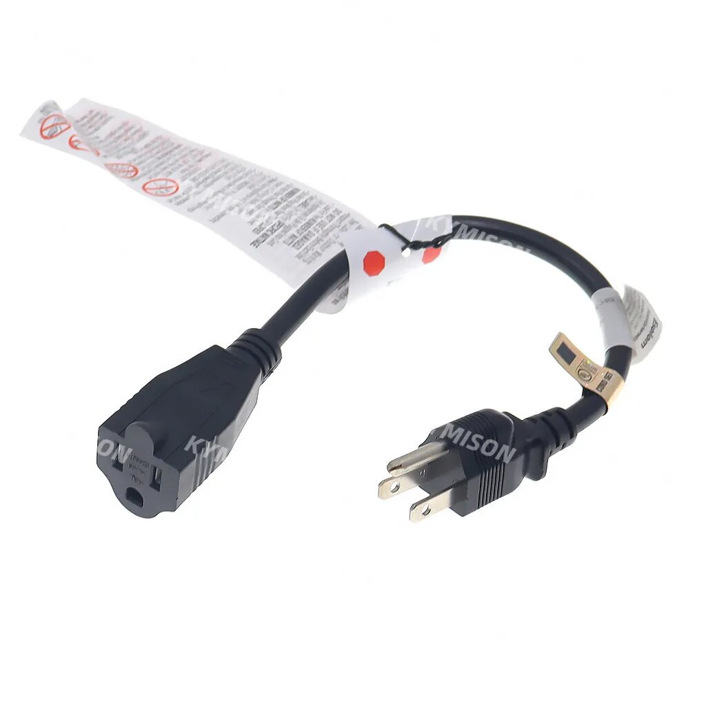 Американский/Американский 3pin короткий плоский шнур питания, Nema 5-15P плоский штекер для Nema 5-15R Женский Удлинительный кабель 16awg 30 см