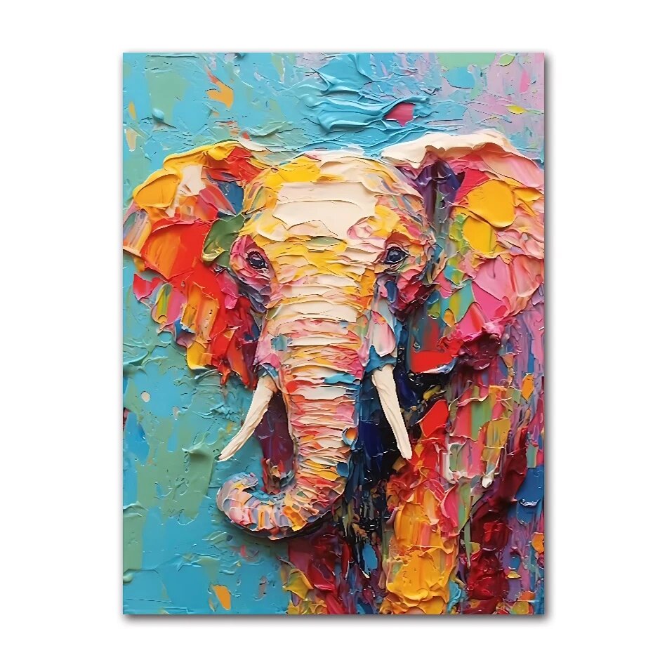Colorful Graffiti Art Posters and Prints Wall Art Animal Picture for Living Room African Wild Elephant Painting