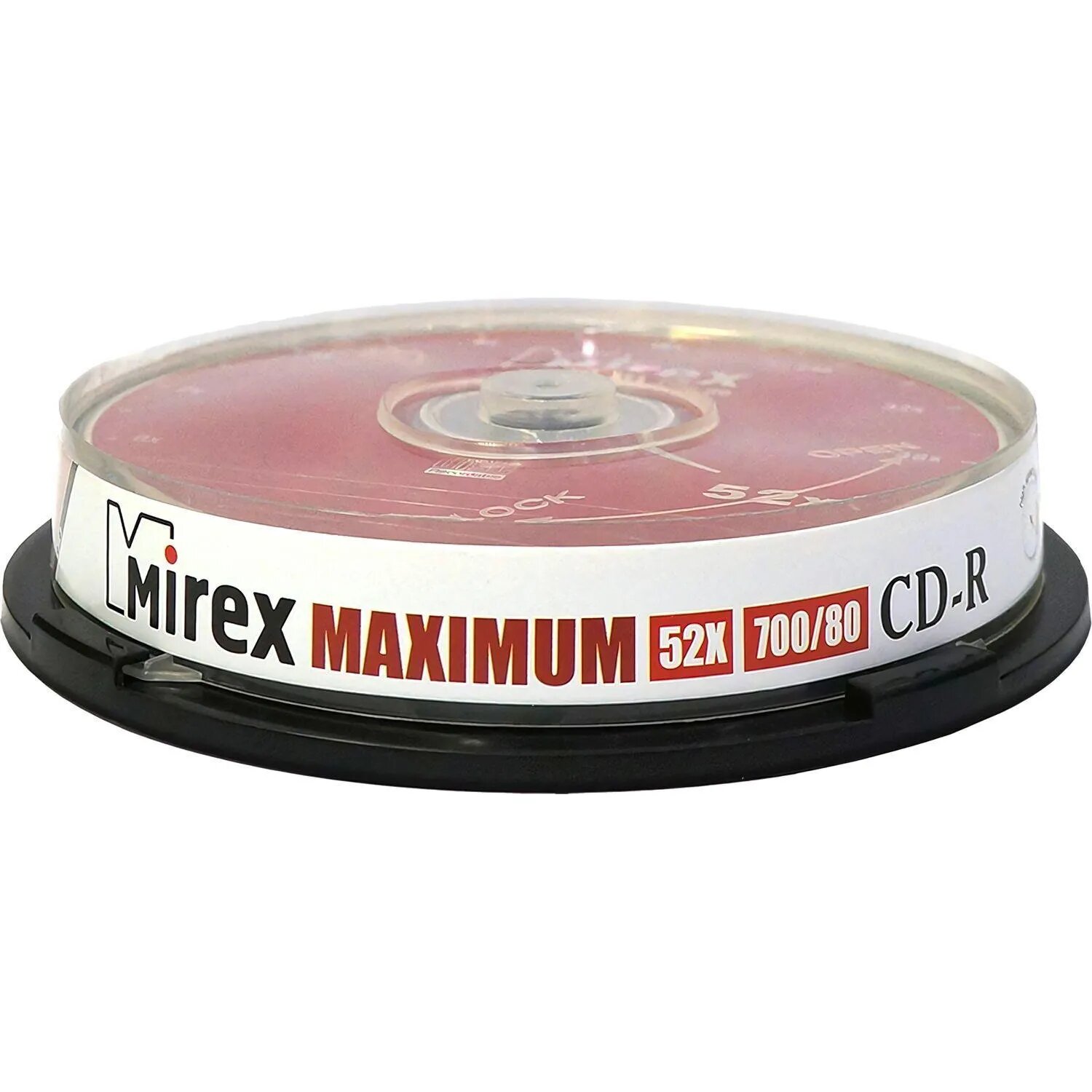 Носители информации CD-R, 52x, Mirex Maximum, Cake/10, UL120052A8L