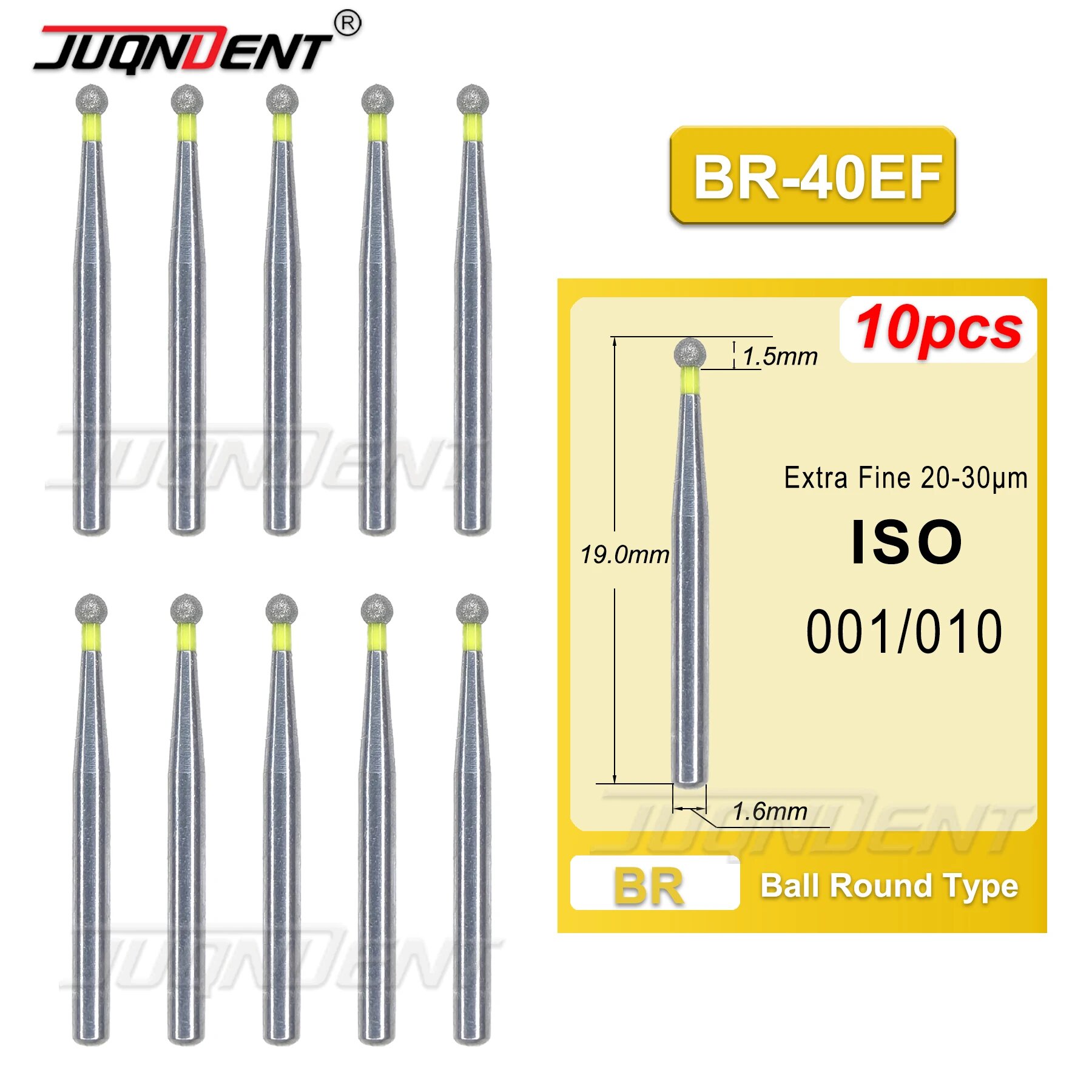 Dental Diamond Burs Drills High Speed FG Dia 1.6MM Ball Round Type Crown Removal Bur Teeth Whitening Dentistry Materials BR