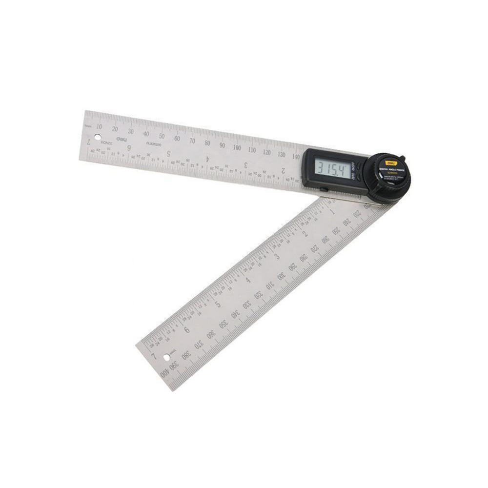 Измерительный и разметочный инструмент Deli Угломер электронный Deli DL305200 200/400мм, диапазон 0-360 град., нержавеющая сталь уц-2-1