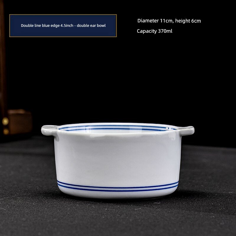 Двухслойная синяя чаша с двумя ручками, керамика Цзиндэчжэнь, специальная чаша для домашних духовок, чаша для яиц на