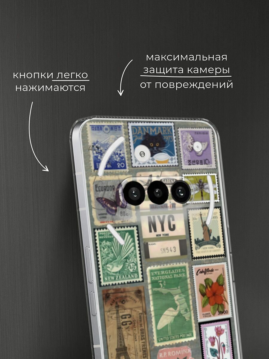 Чехол на Nothing Phone 3a / Нотинг Фон 3а с принтом Коллаж из марок — фото 1