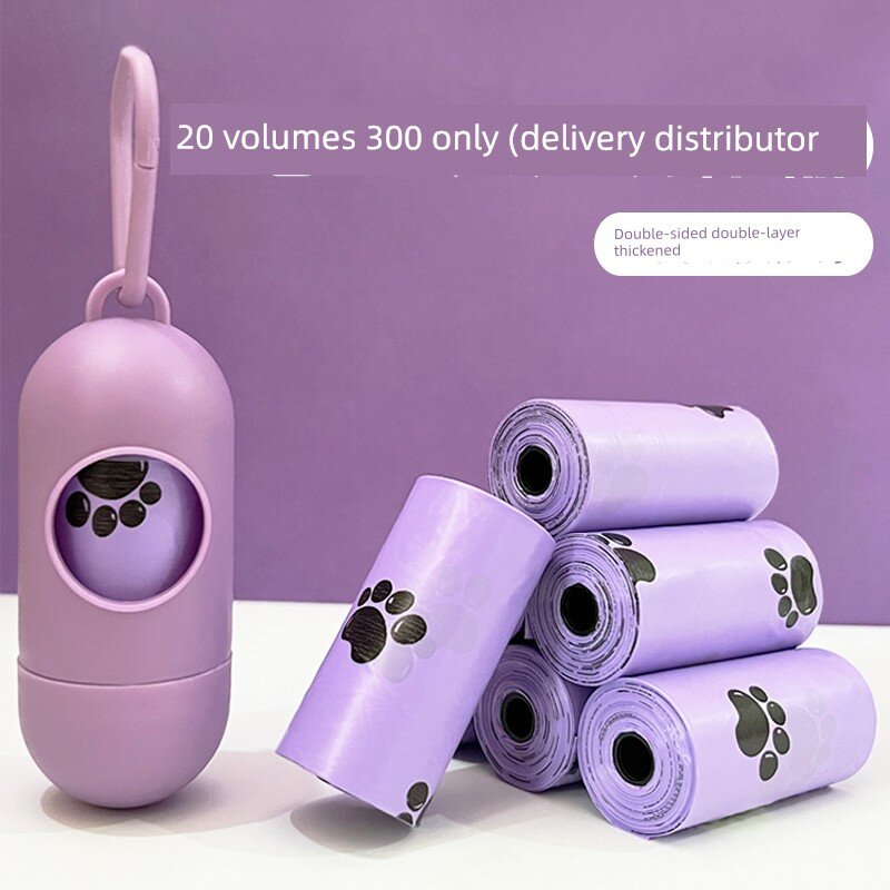 Двойной слой толстых биоразлагаемых мешков для кошачьего туалета, розовый, 20 рулонов 300 штук экологичная упаковка